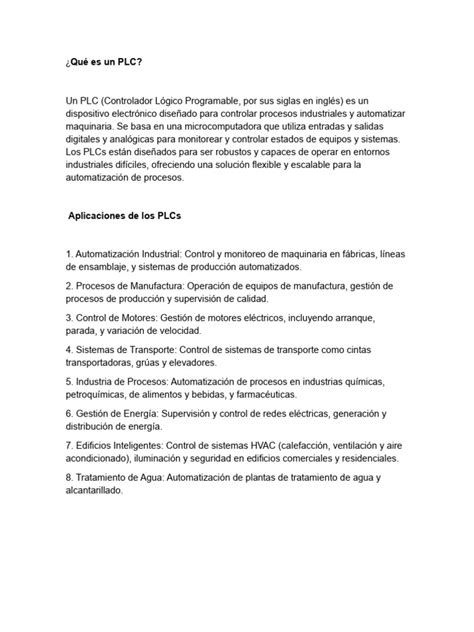 Introducción A Los Plcs Y Sus Aplicaciones Pdf Controlador Lógico Programable Ingenieria