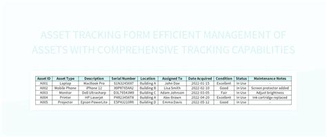 Asset Tracking Form Efficient Management Of Assets With Comprehensive