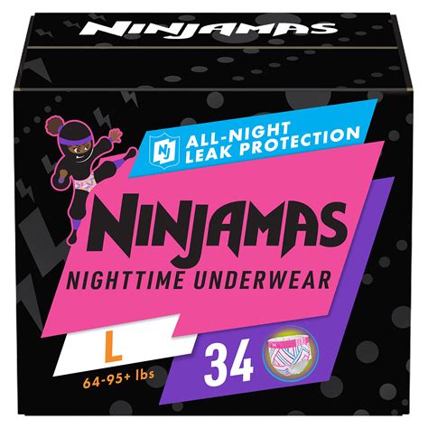 Pampers Ninjamas Nighttime Bedwetting Underwear Girls Size L 64 125