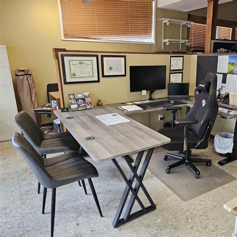 U Shape Setup L Shape Standing Desk W Matching Side Table Common