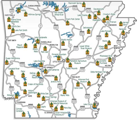 Arkansas State Parks Map Color 2018
