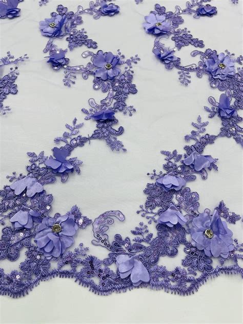 3d Flower Sequin Cluster Design Lilac Sequins Embroidered Floral D