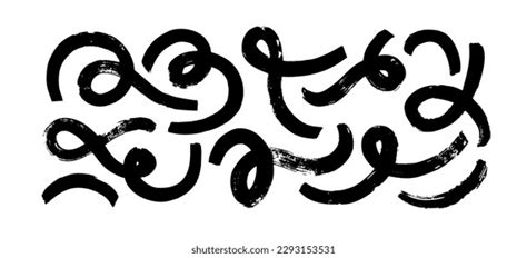 Brush Drawn Curly Lines Squiggles Vector Stock Vector Royalty Free 2293153531 Shutterstock