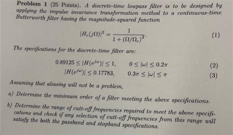 solved problem 1 25 points a discrete time lowpass filter