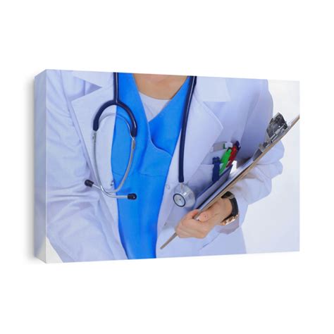 Female Doctor With Clipboard Woman Doctor Canvas Print Canvasworld