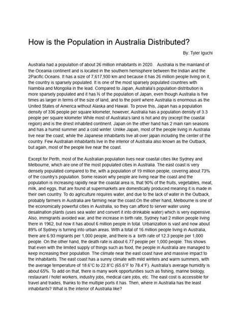 Australias Sparse Population Density Pdf Australia Water
