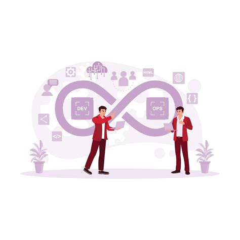 Two Devops Software Developers And It Operations Engineers Work In An Agile Methodology