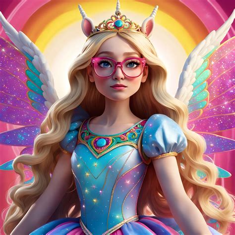 A Cartoonistic Style Princess Angel With A Gold Halo Pink Framed