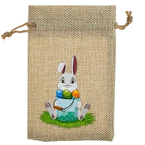 Darzheoy Easter Burlap Drawstring Bags Easter Burlap Bags With