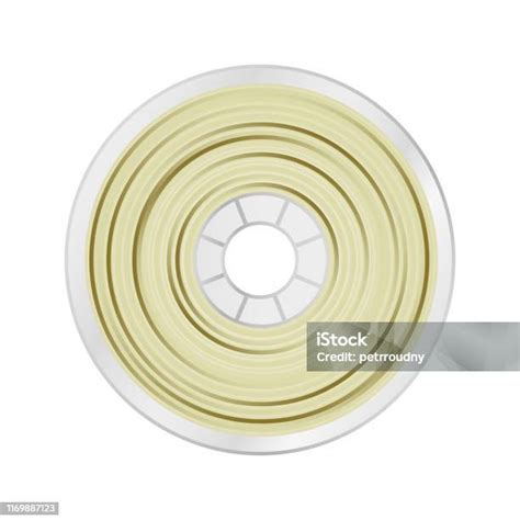 스풀에 상처 3d 프린팅을위한 천연 흰색과 노란색 필라멘트의 벡터 그림 분리 실패 제작물에 대한 스톡 벡터 아트 및 기타 이미지
