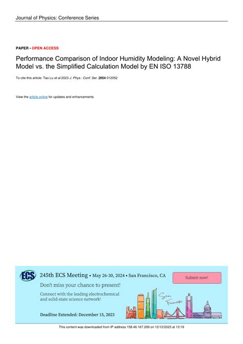 Pdf Performance Comparison Of Indoor Humidity Modeling A Novel