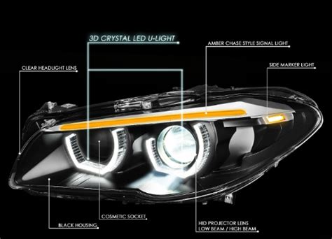Bmw 5 Series F10 2011 13 Black Light Bar U Led Drl Daylight Running Li