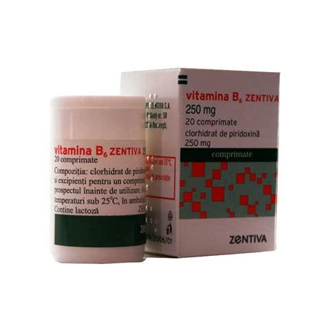 Vitamina B6 250mg 20 Comprimate Zentiva Drmax Farmacie