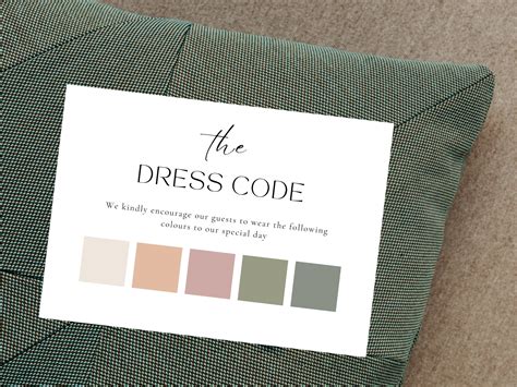 Editable Dress Code Card Template Wedding Color Palette Dress Code