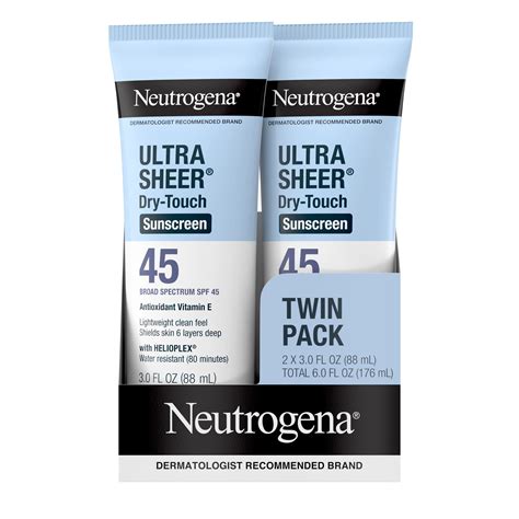 Neutrogena Ultra Sheer Dry Touch Spf 45 Sunscreen Lotion Twin Pack