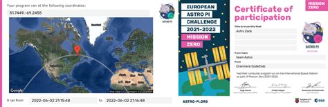 Esa Mission Zero Certificates