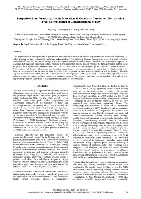 Pdf Perspective Transform Based Depth Estimation Of Monocular Camera For Electrocution Threat