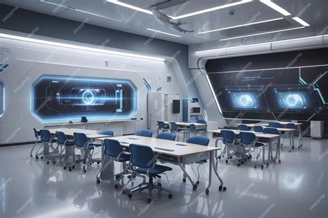 Premium Ai Image Futuristic Classroom Security Biometric Access And