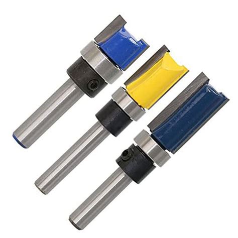 Ckepdyeh 3pcs 1 4 Inch Shank Flush Trim Router Bits Pattern Template Router Bit Set Woodworking