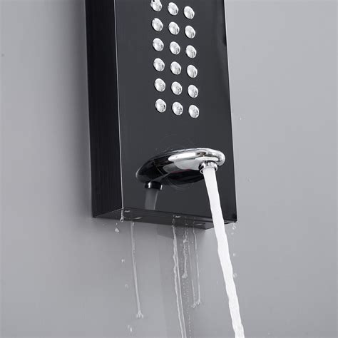 Black Led Light Shower Faucet Set Bathroom Spa Massage Jet Shower