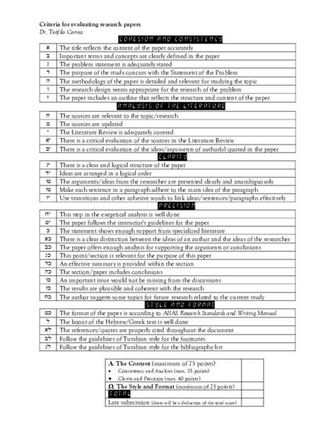 Pdf Criteria For Evaluating Research Papers