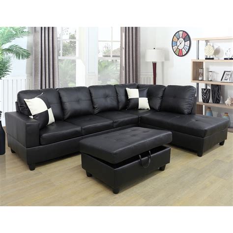 Hommoo Semi Pu Leather Sectional Sofa L Shaped Couch Sectional Sofa