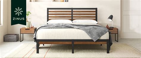 Zinus Kai Bamboo And Metal Bed Frame Hybrid Platform Base With