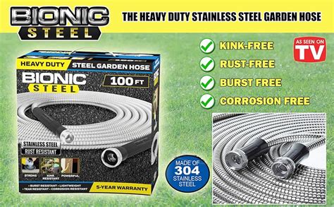 Bionic Steel 25 Foot Garden Hose 304 Stainless Steel Metal Hose Super Tough