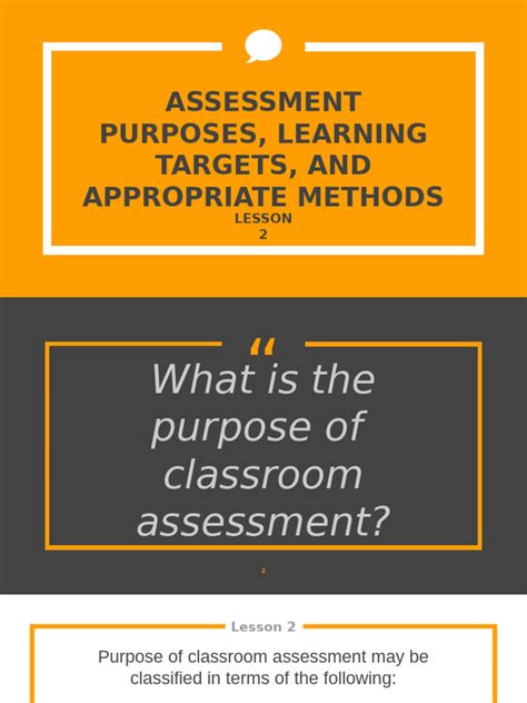 2 Assessment Purposes Learning Targets And Appropriate Methods Pdf Educational Assessment