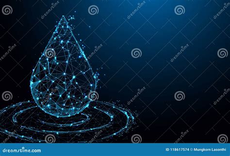 Water Drop Form Lines Triangles And Particle Style Design Stock Vector Illustration Of