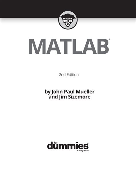 Title Page Matlab For Dummies 2nd Edition Book