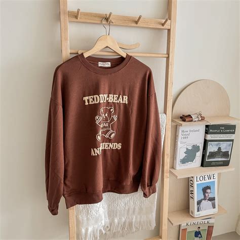 이버유 기모추가 당일출고🚀 아방핏귀염버전 발포 곰돌이 루즈핏 맨투맨4color