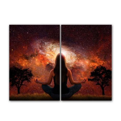 Set 2 Tablouri Multicanvas Silueta Omului Cu Univers 306 Tipar Uv Pe