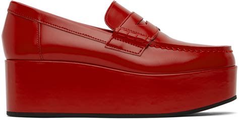 Comme Des Garçons Girl Red Platform Loafers Comme Des Garcons Girl