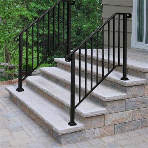 Easingroom 4 Step Handrail For Outdoor Stairs Wrought Iron Metal