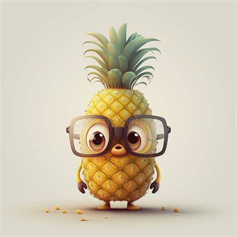 Cute Pineapple Character Generative Ai Stock Illustration