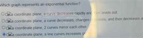 Solved Which Graph Represents An Exponential Function On A Coordinate