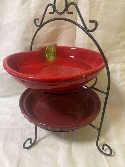 Two Tier Pie Rack With Two Pie Plates One Longaberger Auction Ohio