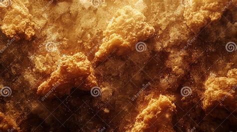 Close Up View Of Crispy Fried Chicken Texture With Golden Brown Breaded