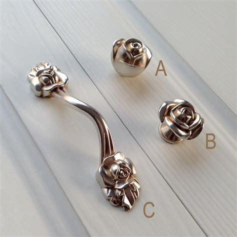 Dresser Knobs Drawer Knob Pulls Pull Handles Rose Flower Etsy