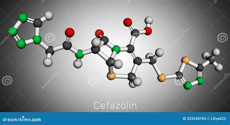 Cefazolin Antibiotic Drug Molecule Cephalosporin First Generation Skeletal Formula Cartoon