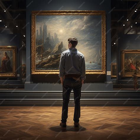 Premium Photo Man Looking At Art In Museum
