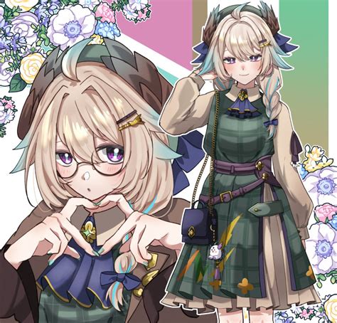 Safebooru 1girl O Ahoge Aloupeep Enna Alouette Aqua Nails Ascot