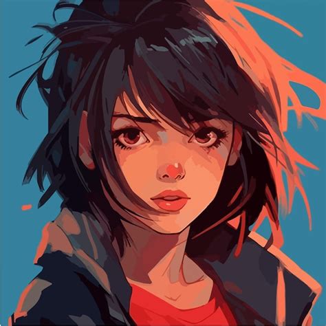 Premium Vector A Cartoon Girl With A Red Shirt And Black Hair Is