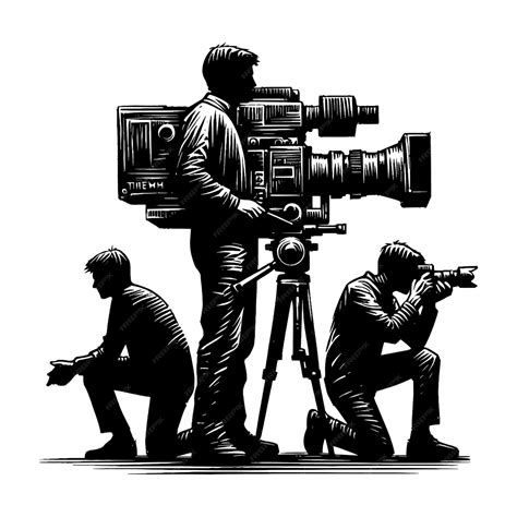 Premium Vector Photographer And Cemera Man Pencil Sketch Art Silhouette Style Vector Design