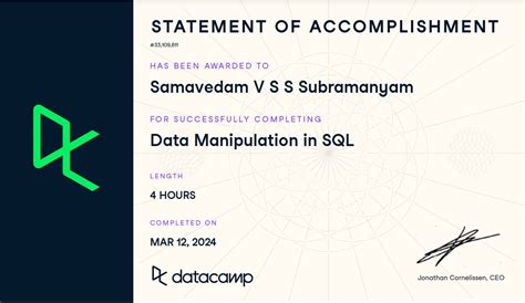 Samavedam Subramanyam On Linkedin Datacamp Dataanalytics Sql