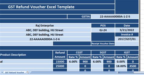 Gst Refund Voucher Excel Template For Free