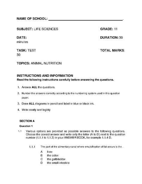Agrs Grade 11 Test For September 2023 Department Of Education Marks