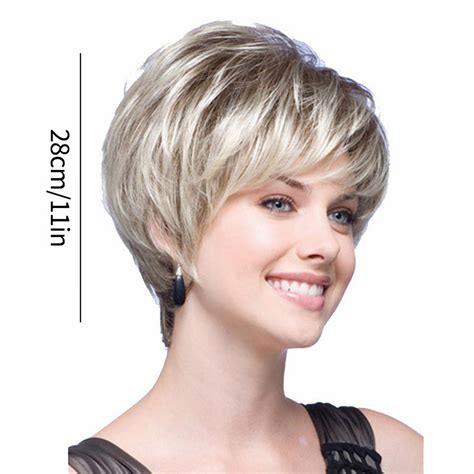 Ediodpoh Womens Wig Short Hair Fashion Light Gold Fiber Wig Womens