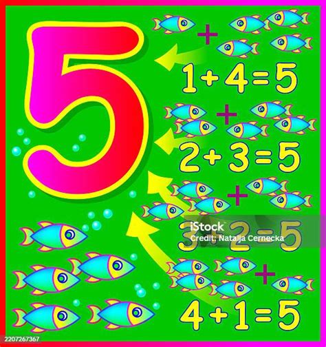 숫자 5의 구성을 가진 어린이를 위한 교육 페이지 숫자를 세는 기술을 개발합니다 벡터 이미지입니다 0명에 대한 스톡 벡터 아트 및 기타 이미지 Istock